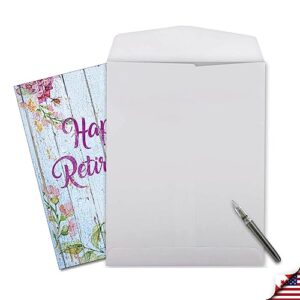 The Best Card Company - 1 Jumbo Congratulations Notecard w/Envelope (Large 8.5 x 11 Inch) Happy Retirement Appreciation with Flowers for Boss, Coworker - Blooming Driftwood J6108JRTG-US