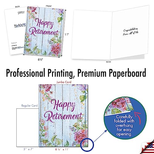 The Best Card Company - 1 Jumbo Congratulations Notecard w/Envelope (Large 8.5 x 11 Inch) Happy Retirement Appreciation with Flowers for Boss, Coworker - Blooming Driftwood J6108JRTG-US