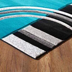 GLORY RUGS Area Rug Modern 5x7 Turquoise Soft Hand Carved Contemporary Floor Carpet with Premium Fluffy Texture for Indoor Living Dining Room and Bedroom Area