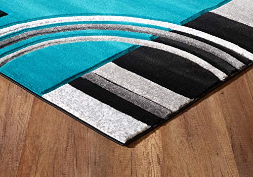 GLORY RUGS Area Rug Modern 5x7 Turquoise Soft Hand Carved Contemporary Floor Carpet with Premium Fluffy Texture for Indoor Living Dining Room and Bedroom Area