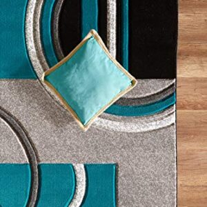 GLORY RUGS Area Rug Modern 5x7 Turquoise Soft Hand Carved Contemporary Floor Carpet with Premium Fluffy Texture for Indoor Living Dining Room and Bedroom Area