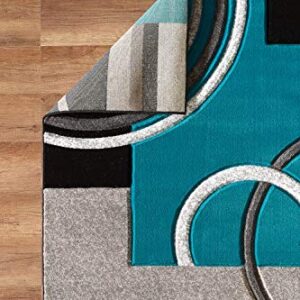 GLORY RUGS Area Rug Modern 5x7 Turquoise Soft Hand Carved Contemporary Floor Carpet with Premium Fluffy Texture for Indoor Living Dining Room and Bedroom Area