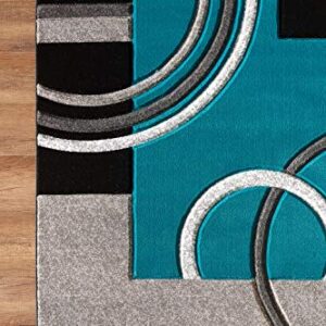 GLORY RUGS Area Rug Modern 5x7 Turquoise Soft Hand Carved Contemporary Floor Carpet with Premium Fluffy Texture for Indoor Living Dining Room and Bedroom Area