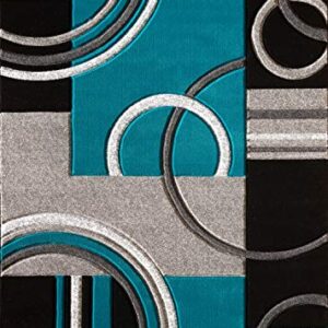 GLORY RUGS Area Rug Modern 5x7 Turquoise Soft Hand Carved Contemporary Floor Carpet with Premium Fluffy Texture for Indoor Living Dining Room and Bedroom Area