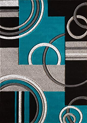 GLORY RUGS Area Rug Modern 5x7 Turquoise Soft Hand Carved Contemporary Floor Carpet with Premium Fluffy Texture for Indoor Living Dining Room and Bedroom Area