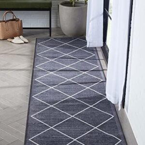 Well Woven Clover Diamond Lattice 2'7" x 9'10" Runner Grey