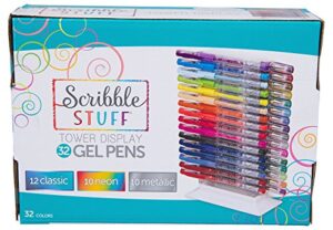 mega brand writing instruments - scribble stuff 32 count gel pen tower