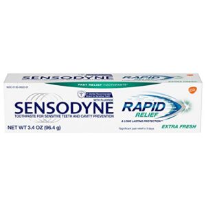 sensodyne rapid relief sensitive toothpaste, cavity prevention and sensitive teeth treatment - 3.4 ounces (pack of 2)