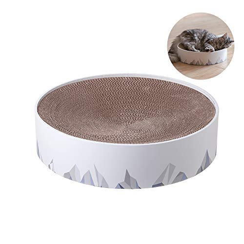 pidan Cat Scratch Bowl Cat Cardboard Pad for Indoor Cats Lounge - Round Cat Scratcher Couch Bed with Geometric Pattern