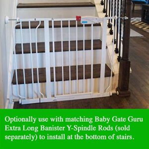 Baby Gate Guru Extra Long M8 (8mm) Spindle Rods for Pressure Mounted Baby and Pet Safety Gates 4 Pack Replacement Set (8mm, White)