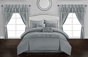 chic home mykonos 20 piece comforter set, queen, grey