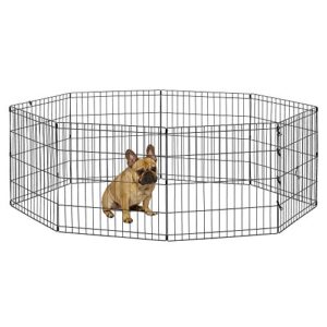 new world pet products 24" foldable black metal dog exercise pen no door