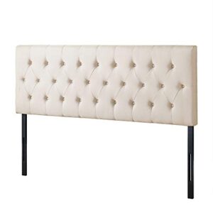 zinus trina upholstered headboard / button tufted upholstery / adjustable height / easy assembly, taupe, queen