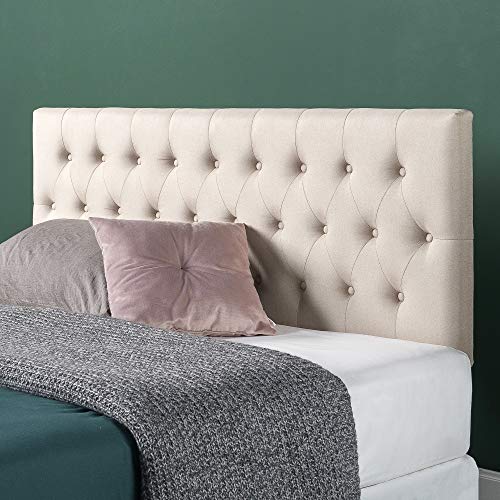 ZINUS Trina Upholstered Headboard / Button Tufted Upholstery / Adjustable Height / Easy Assembly, Taupe, Queen