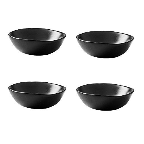 SOCOSY Classic Matte Ceramic Sauce Dishes Sushi Dipping Bowls Appetizer Plates with Irregular Ddge for Kitchen3.2'' (Set of 4)