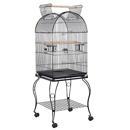 Topeakmart Medium Open Top Parrot Bird Cage for Cockatiels Conures Green Cheek Parakeets with Rolling Stand