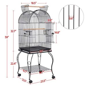 Topeakmart Medium Open Top Parrot Bird Cage for Cockatiels Conures Green Cheek Parakeets with Rolling Stand