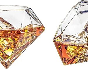 The Wine Savant Diamond Whiskey Decanter l With 2 Diamond Glasses Liquor, Scotch, Rum, Bourbon, Vodka, Tequila Decanter (750 ML DECANTER)