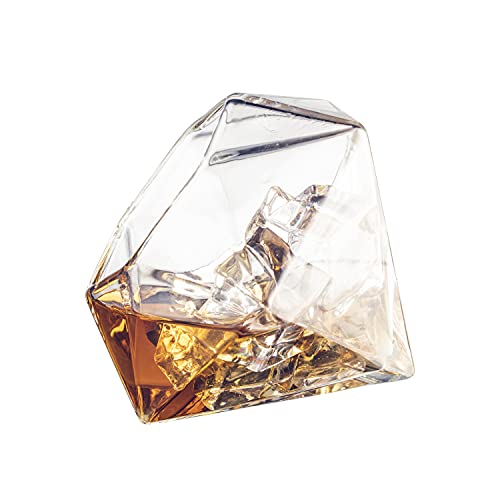 The Wine Savant Diamond Whiskey Decanter l With 2 Diamond Glasses Liquor, Scotch, Rum, Bourbon, Vodka, Tequila Decanter (750 ML DECANTER)