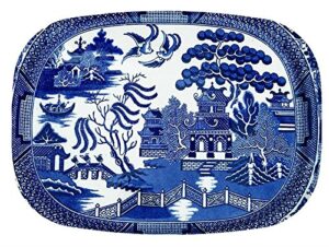 marye-kelley blue willow melamine platter - 10" x 14"