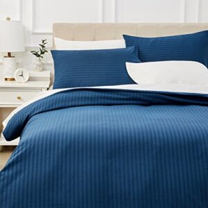 amazonbasics deluxe microfiber duvet cover set with pillow case(s) – 200x200cm, navy blue