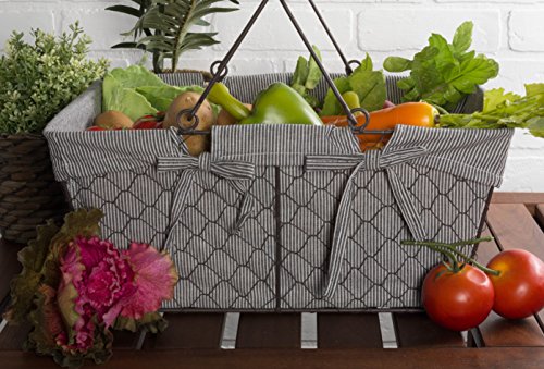 DII Farmhouse Chicken Wire Egg Basket, Storage Baskets with Liner, Stripes, 16x12x7.88"