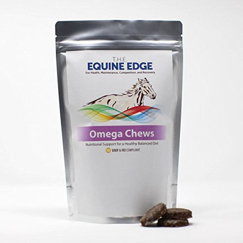 T.H.E. Equine Edge Omega Chews - Healthy Hair, Skin & Coat, Peppermint Treats - 30 Chews