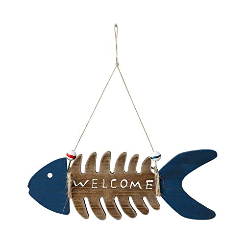 Nautical Hand Carved Wooden Fish Wall Hanging Ornaments Welcome Home Decor