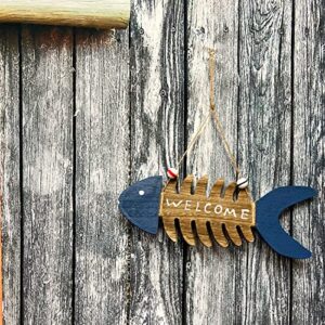 Nautical Hand Carved Wooden Fish Wall Hanging Ornaments Welcome Home Decor