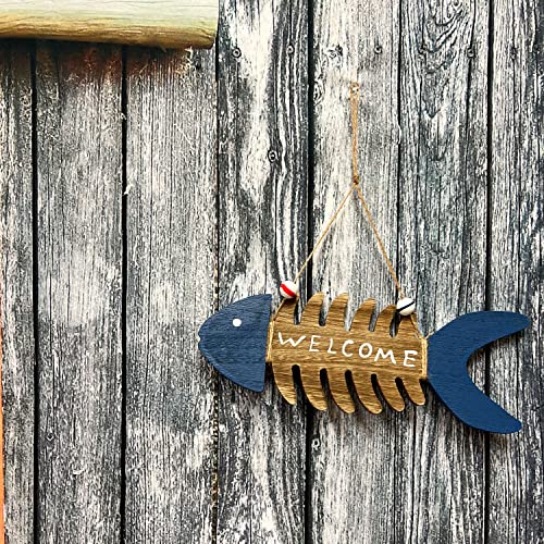 Nautical Hand Carved Wooden Fish Wall Hanging Ornaments Welcome Home Decor