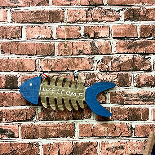 Nautical Hand Carved Wooden Fish Wall Hanging Ornaments Welcome Home Decor