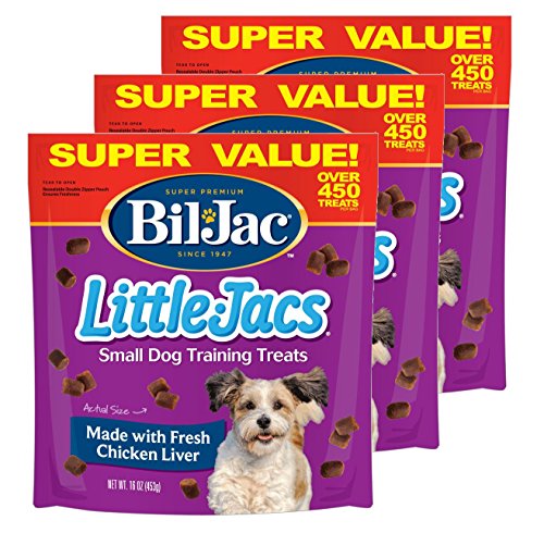 Bil-Jac Little Jacs Small Dog Training Treats - Soft Chicken Liver Dog Treats for Puppy Rewards - Real Chicken, No Fillers, 16oz Resealable Double Zipper Pouch (3-Pack)