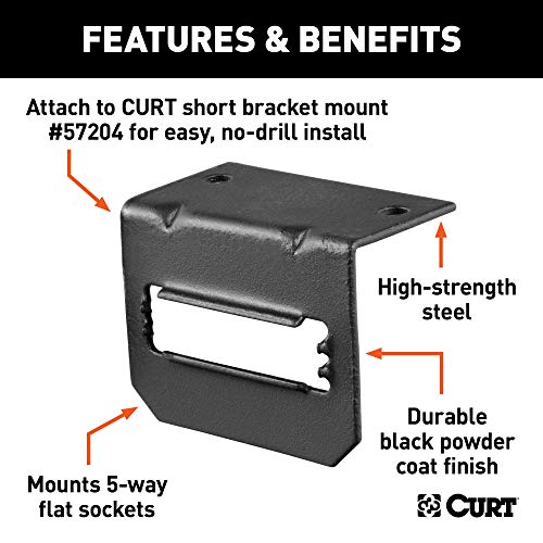 CURT 58303 Vehicle-Side Trailer Wiring Harness Mounting Bracket for 5-Way Flat