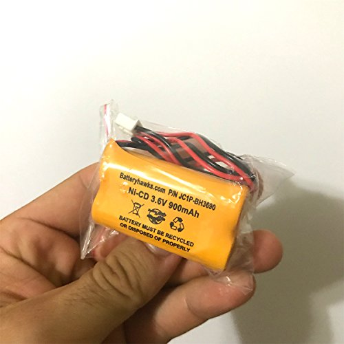 Exitronix 10010037 Max Power B2-0031 Unitech AA900MAH Unitech LEDR-1 6200RP Dantona CUSTOM-318 OSA230 Lowes 253799 BGN800-3GWP-PR326EC 3.6v 900mAh Ni-Cd Exit Sign Emergency Light Battery Replacement