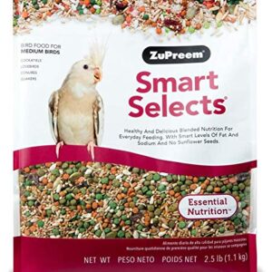 ZuPreem Smart Selects Bird Food for Medium Birds, 2.5 lb (Pack of 2) - Everyday Feeding, Cockatiels, Quakers, Lovebirds, Small Conures