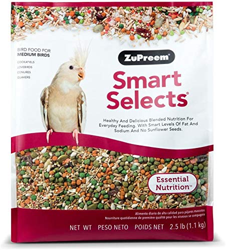 ZuPreem Smart Selects Bird Food for Medium Birds, 2.5 lb (Pack of 2) - Everyday Feeding, Cockatiels, Quakers, Lovebirds, Small Conures