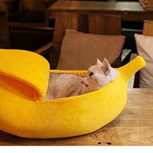 · Petgrow · Cute Banana Cat Bed House Large Size, Christmas Pet Bed Soft Warm Cat Cuddle Bed, Lovely Pet Supplies for Cats Kittens Rabbit Small Dogs Bed,Yellow