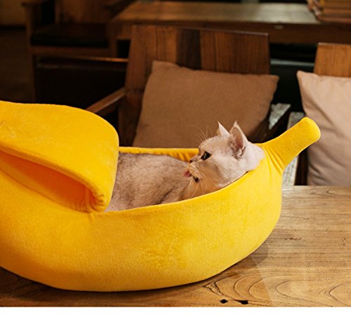 · Petgrow · Cute Banana Cat Bed House Large Size, Christmas Pet Bed Soft Warm Cat Cuddle Bed, Lovely Pet Supplies for Cats Kittens Rabbit Small Dogs Bed,Yellow