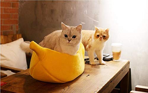 · Petgrow · Cute Banana Cat Bed House Large Size, Christmas Pet Bed Soft Warm Cat Cuddle Bed, Lovely Pet Supplies for Cats Kittens Rabbit Small Dogs Bed,Yellow