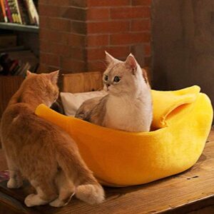 · Petgrow · Cute Banana Cat Bed House Large Size, Christmas Pet Bed Soft Warm Cat Cuddle Bed, Lovely Pet Supplies for Cats Kittens Rabbit Small Dogs Bed,Yellow