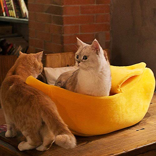 · Petgrow · Cute Banana Cat Bed House Large Size, Christmas Pet Bed Soft Warm Cat Cuddle Bed, Lovely Pet Supplies for Cats Kittens Rabbit Small Dogs Bed,Yellow