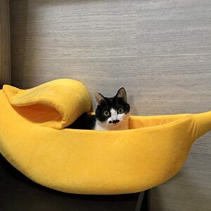 · Petgrow · Cute Banana Cat Bed House Large Size, Christmas Pet Bed Soft Warm Cat Cuddle Bed, Lovely Pet Supplies for Cats Kittens Rabbit Small Dogs Bed,Yellow