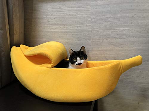 · Petgrow · Cute Banana Cat Bed House Large Size, Christmas Pet Bed Soft Warm Cat Cuddle Bed, Lovely Pet Supplies for Cats Kittens Rabbit Small Dogs Bed,Yellow