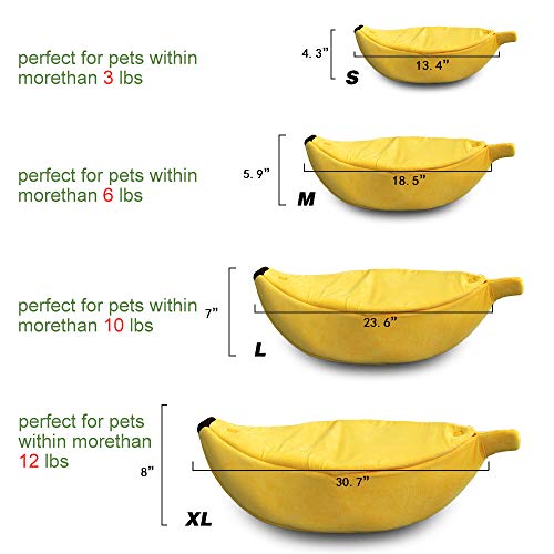 · Petgrow · Cute Banana Cat Bed House Large Size, Christmas Pet Bed Soft Warm Cat Cuddle Bed, Lovely Pet Supplies for Cats Kittens Rabbit Small Dogs Bed,Yellow