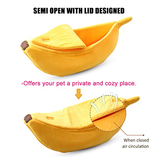 · Petgrow · Cute Banana Cat Bed House Large Size, Christmas Pet Bed Soft Warm Cat Cuddle Bed, Lovely Pet Supplies for Cats Kittens Rabbit Small Dogs Bed,Yellow