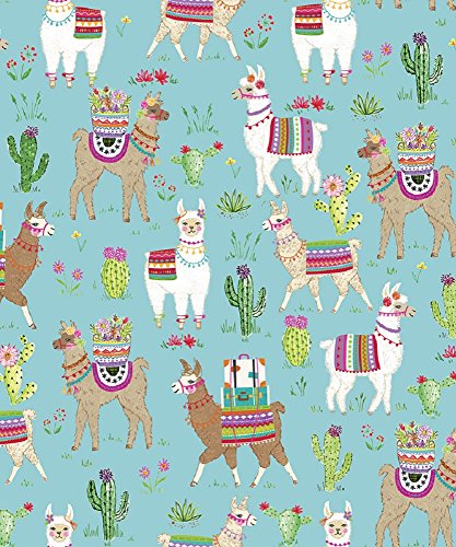 Party Explosions Gift Wrap - Happy Llama Wrapping Paper Roll (24" W x 15' L)