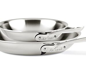 All-Clad D3 Stainless Steel Frying Pan 8 and 10 Inch Cookware Set, 2, Silver