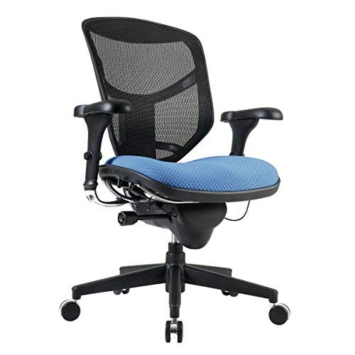 Workpro™ - Chair - Quantum 9000 Series Mid-Back Mesh/fabric Chair Black/sky x x 28" D - 43-3/4" H x 29-1/2" W - 28" x 29