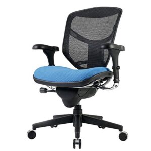 Workpro™ - Chair - Quantum 9000 Series Mid-Back Mesh/fabric Chair Black/sky x x 28" D - 43-3/4" H x 29-1/2" W - 28" x 29