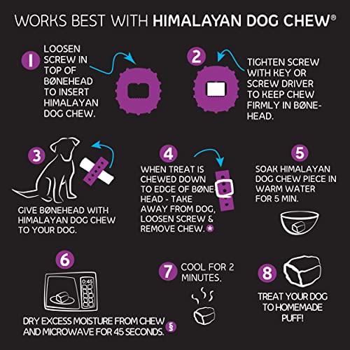 Himalayan Dog Chew Bonehead Small Dog Chew Holder, Secures Chews for Dogs, Chew Smarter and Longer, Stimulate Your Dog, Holds Yak Chews with Screw-in Fastener, 1 Dog Toy